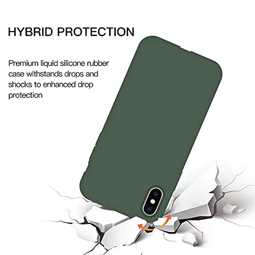 ZVastt iPhone X Case, iPhone Xs Case Liquid Silicone Gel Rubber Slim Phone Case Soft Anti-Scratch Durable Microfiber Lining Full Body Shockproof Protective Cover for iPhone Xs/X 5.8", Forest Green