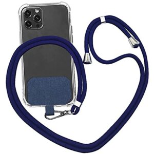 xdmei phone lanyard, universal cell phone nylon patch crossbody phone lanyards mobile phone adjustable shoulder neck strap lanyards (dark blue), one size