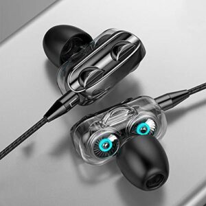 MADAGI Wired in-Ear Headphones Earbuds with Microphone A4 Earphones Clear Sound Ergonomic Design in-Ear Dual Moving Coil in-Ear Wired Sport Earphones Black