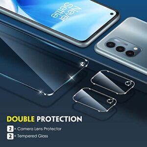 UniqueMe [2+2 Pack] Compatible with OnePlus Nord N200 5G Screen Protector Tempered Glass and Camera Lens Protector [Case Friendly][Anti-Scratch]