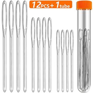 OIATAIO-12 PCS Large-Eye Blunt Needles, Stainless Steel Yarn Knitting Needles, Sewing Needles for Hand Sewing, Crafting Knitting Weaving Stringing Needles, Perfect for Finishing Off Crochet Projects