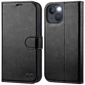 ocase compatible with iphone 13 wallet case, pu leather flip folio case with card holders rfid blocking kickstand [shockproof tpu inner shell] phone cover 6.1 inch 2021 (black)