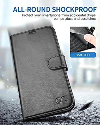 OCASE Compatible with iPhone 13 Wallet Case, PU Leather Flip Folio Case with Card Holders RFID Blocking Kickstand [Shockproof TPU Inner Shell] Phone Cover 6.1 Inch 2021 (Black)