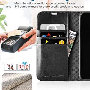 OCASE Compatible with iPhone 13 Wallet Case, PU Leather Flip Folio Case with Card Holders RFID Blocking Kickstand [Shockproof TPU Inner Shell] Phone Cover 6.1 Inch 2021 (Black)