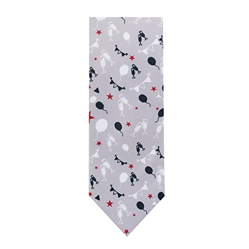 Jacob Alexander Men's Balloons Star Champagne Toast Decor Happy New Year Extra Long Neck Tie - Gray