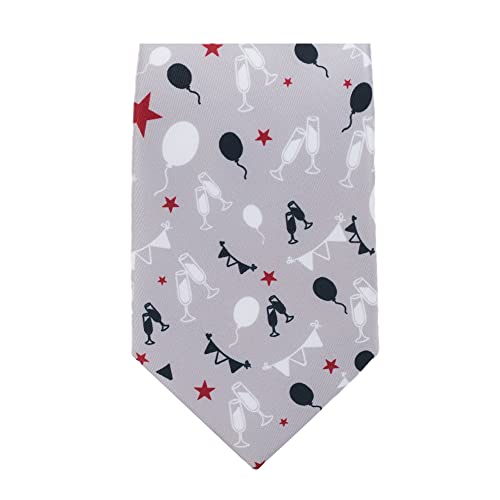 Jacob Alexander Men's Balloons Star Champagne Toast Decor Happy New Year Extra Long Neck Tie - Gray