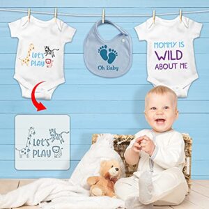 30 Pack Baby Shower Stencils Cute Onesie Stencil Mixed Animals Pattern Painting Stencils Templates Reusable for Painting Bodysuit Bags Shirts