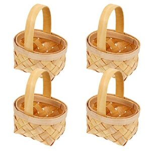 yarnow small wicker basket with handle 4pcs woven storage baskets wedding flower girl basket rustic decorative flower basket empty gift basket candy storage basket (s) small woven basket with handle