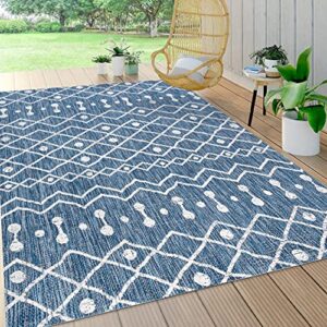 jonathan y smb131c-3 nokat tribal bohemian indoor outdoor area-rug bohemian rustic easy-cleaning bedroom kitchen backyard patio non shedding, 3 x 5, blue/ivory