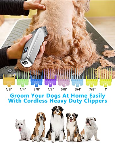 oneisall Dog Grooming Clippers for Thick Heavy Coats,2 Speed Cordless Hair Trimmers with Metal Blade Grooming Kit for Pets Dogs Cats Animals