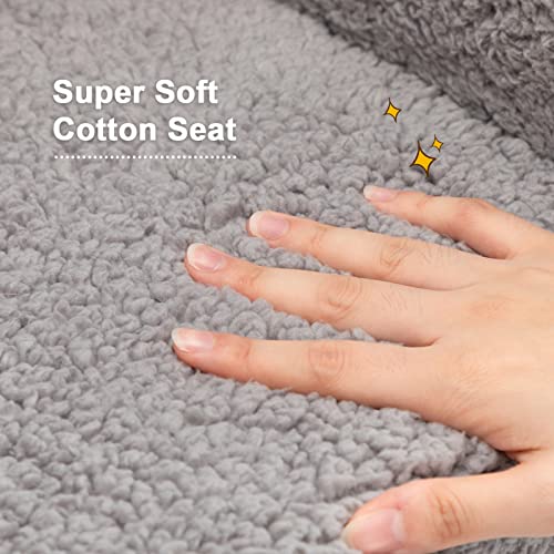 ALIMORDEN Kids Ultra-Soft Snuggle Foam Filled Chair, Single Cuddly Sherpa Reading Couch for Boys and Girls, Grey