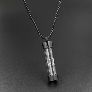 YOUFENG Urn Necklace for Ashes Timeless Hourglass Memorial Pendant Keepsake Cremation Jewelry for Human Pet Ashes Black