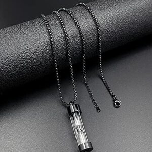 YOUFENG Urn Necklace for Ashes Timeless Hourglass Memorial Pendant Keepsake Cremation Jewelry for Human Pet Ashes Black