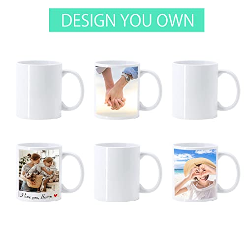 Signzworld Sublimation Mugs, Sublmation Mugs Blank 11oz for Vinyl, Sublimaton Coffee Mugs with Large Handle White Coated Ceramic Cup with White Gift Box(Set of 36)