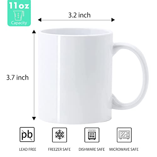 Signzworld Sublimation Mugs, Sublmation Mugs Blank 11oz for Vinyl, Sublimaton Coffee Mugs with Large Handle White Coated Ceramic Cup with White Gift Box(Set of 36)