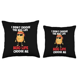 Nug Life Apparel Funny Nug Life Quote for A Chicken Nugget Lover Throw Pillow, 16x16, Multicolor