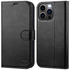 ocase compatible with iphone 13 pro max wallet case, pu leather flip folio case with card holders rfid blocking stand [shockproof tpu inner shell] phone cover 6.7 inch 2021 (black)