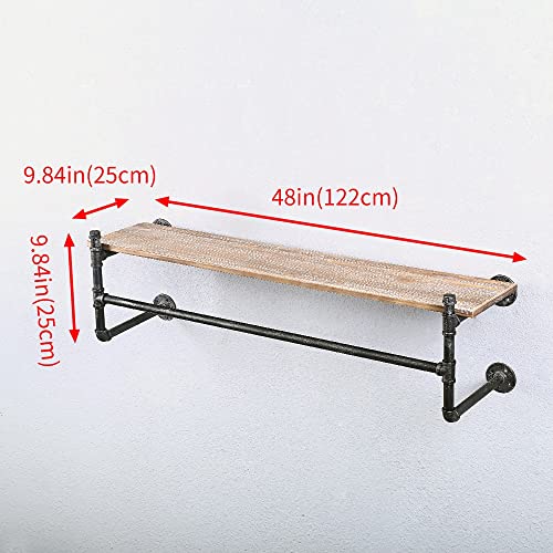 Industrial Pipe Clothing Rack Wall Mounted Clothes Rack,Pipe Clothing Rack with Shelf Clothes Rack with Shelves,Retail Shelving Garment Rack