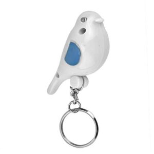 Bird Key Finder LED Whistle Key Finder Voice Control Keychain With Battery for Wallets Children Bags(white)