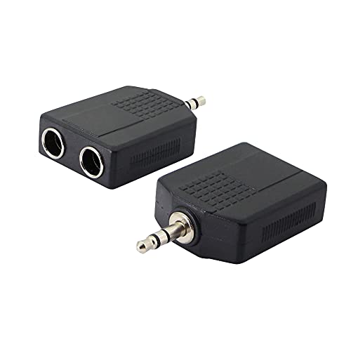 PNGKNYOCN 3.5mm (1/8 Inch) to 6.35mm (1/4 Inch) Stereo Audio Splitter，TRS 3.5mm Male to Two 6.35mm Female nterconnect Audio Connector Adapter(2-Pack)