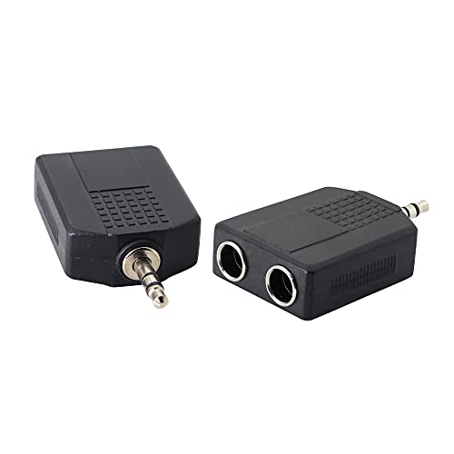 PNGKNYOCN 3.5mm (1/8 Inch) to 6.35mm (1/4 Inch) Stereo Audio Splitter，TRS 3.5mm Male to Two 6.35mm Female nterconnect Audio Connector Adapter(2-Pack)