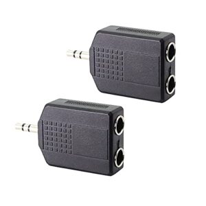 PNGKNYOCN 3.5mm (1/8 Inch) to 6.35mm (1/4 Inch) Stereo Audio Splitter，TRS 3.5mm Male to Two 6.35mm Female nterconnect Audio Connector Adapter(2-Pack)