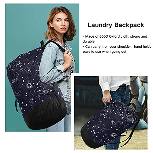 Space Galaxy Constellation Laundry Bag Backpack Bags Mesh Wash Laundry Bags Dirty Clothes Organizer for College,Travel,Camp,Dorm Essentials