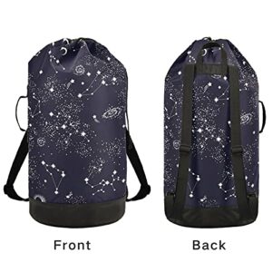 Space Galaxy Constellation Laundry Bag Backpack Bags Mesh Wash Laundry Bags Dirty Clothes Organizer for College,Travel,Camp,Dorm Essentials