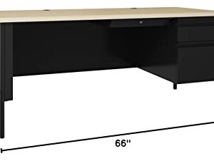 Lorell Fortress Pedestal Desk, Beige