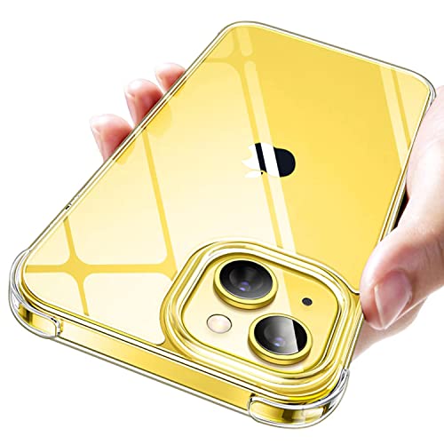 CANSHN Clear Designed for iPhone 13 case and iPhone 14 Case, [3.0mm Raised Airbags][Not Yellowing] Shockproof Protective Phone Case Cover with Hard Back & Soft TPU Bumper for iPhone 13/14 6.1''- Clear