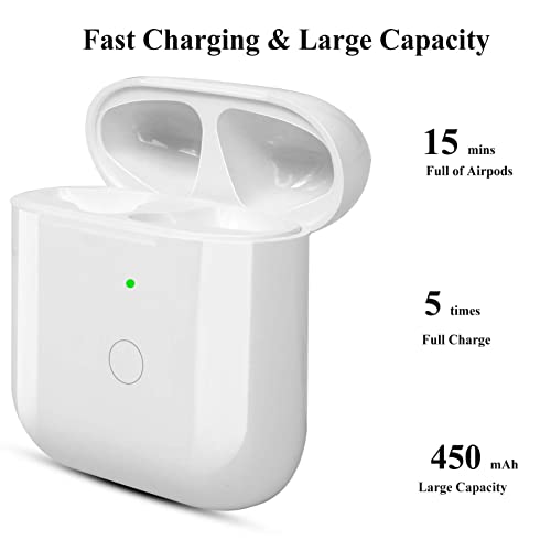 Compatible with AirPods 2&1 Charger Case Replacement, Wireless AirPods Charging Case with Bluetooth Pairing Sync Button, no Earbuds, White