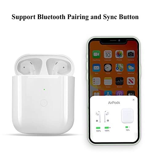 Compatible with AirPods 2&1 Charger Case Replacement, Wireless AirPods Charging Case with Bluetooth Pairing Sync Button, no Earbuds, White