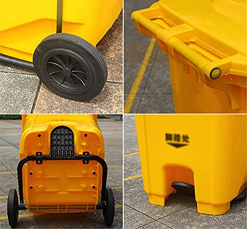 LZQBD Garbage Cans,Multifunctional Trash Can, Wheeled Industrial Waste Compost Bin for Factory Community Street Outdoor Garbage Recycling Bin,Yellow,50L