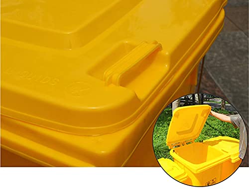 LZQBD Garbage Cans,Multifunctional Trash Can, Wheeled Industrial Waste Compost Bin for Factory Community Street Outdoor Garbage Recycling Bin,Yellow,50L