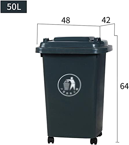 LZQBD Garbage Cans,Multifunctional Trash Can, Wheeled Industrial Waste Compost Bin for Factory Community Street Outdoor Garbage Recycling Bin,Yellow,50L