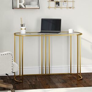 Beatrice 44'' Wide Oval Writing Desk in Brass