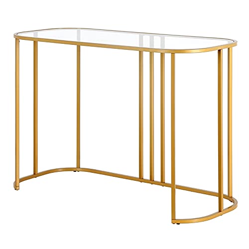 Beatrice 44'' Wide Oval Writing Desk in Brass