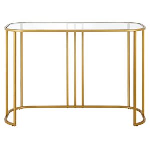 Beatrice 44'' Wide Oval Writing Desk in Brass