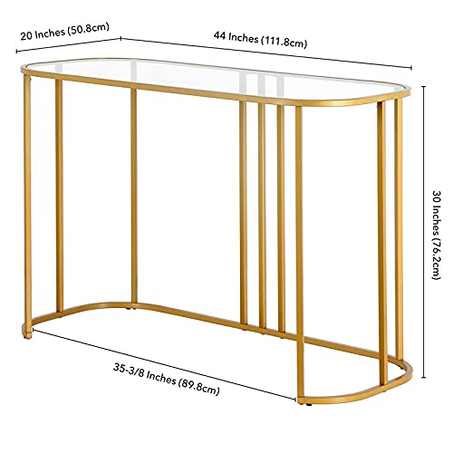 Beatrice 44'' Wide Oval Writing Desk in Brass