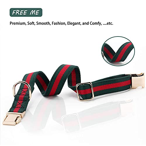 NISIYE Premium Dog Collar, Soft Comfortable Dog Collars Luxury Style, Durable Adjustable Dog Collar with Metal Buckle Safety for Puppy Small Dogs Green Red S (Neck Girth:9.6-13.7inch, Width:5/8inch)