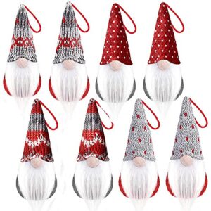 8 pcs christmas tree hanging gnomes ornaments，christmas gnomes decor ornaments handmade swedish tomte gnomes plush scandinavian santa elf hanging decorations for home christmas holiday decor