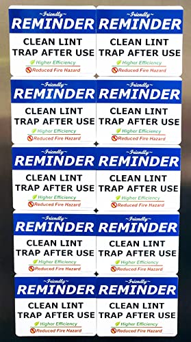 Dryer Magnet - Clean Lint Trap After Use Friendly Reminder Sign - 10 Pack