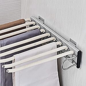 ljhss pull out pants hanger bar,closet pants hanger bar,slide out side mount,with 9 arms for space saving and storage,35x32.6cm13.7x12.8inch,beige