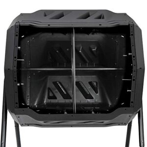 BBBuy Tumbling Composter Rotating w/ Sliding Doors Compost Bin, Dual Chamber BPA Free Outdoor Gardening Composting Tumblers (43 Gallon, Black)