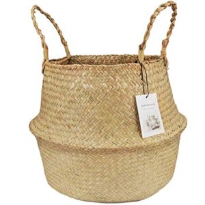 wsklinft seagrass weaving storage basket clothes plants basket for home storage box rattan basket for storage primary color s