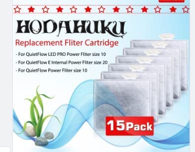 hodahuku Filter Cartridges for Aqueon QuietFlow Medium Aquariums Replacement Fish Tank Filter Cartridges (15 Pack)