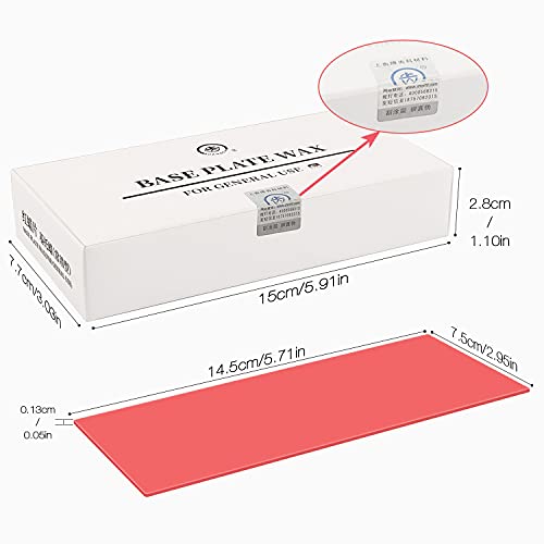 faruijie Dental Base Plate Wax Sheets - Pink Denture Baseplate Casting Modeling Molding Wax Non Shrink Jewelry Wax Carving Red Utility Bite Wax Dentist Lab Supply 20PCS