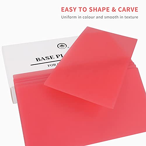 faruijie Dental Base Plate Wax Sheets - Pink Denture Baseplate Casting Modeling Molding Wax Non Shrink Jewelry Wax Carving Red Utility Bite Wax Dentist Lab Supply 20PCS