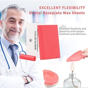 faruijie Dental Base Plate Wax Sheets - Pink Denture Baseplate Casting Modeling Molding Wax Non Shrink Jewelry Wax Carving Red Utility Bite Wax Dentist Lab Supply 20PCS