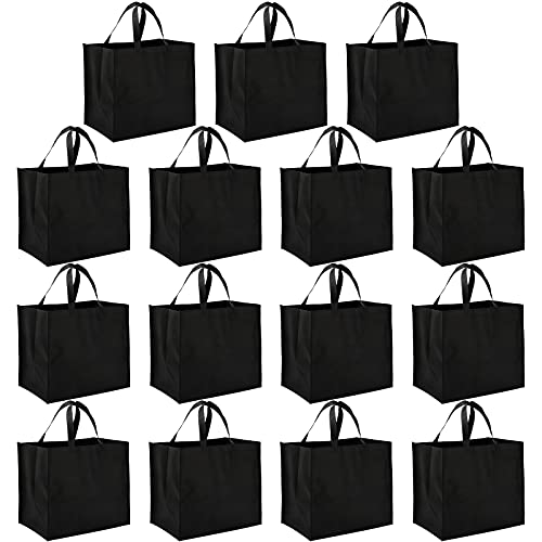 Tosnail 15 Pack Large Foldable Reusable Grocery Tote Bags Shopping Bags - Black